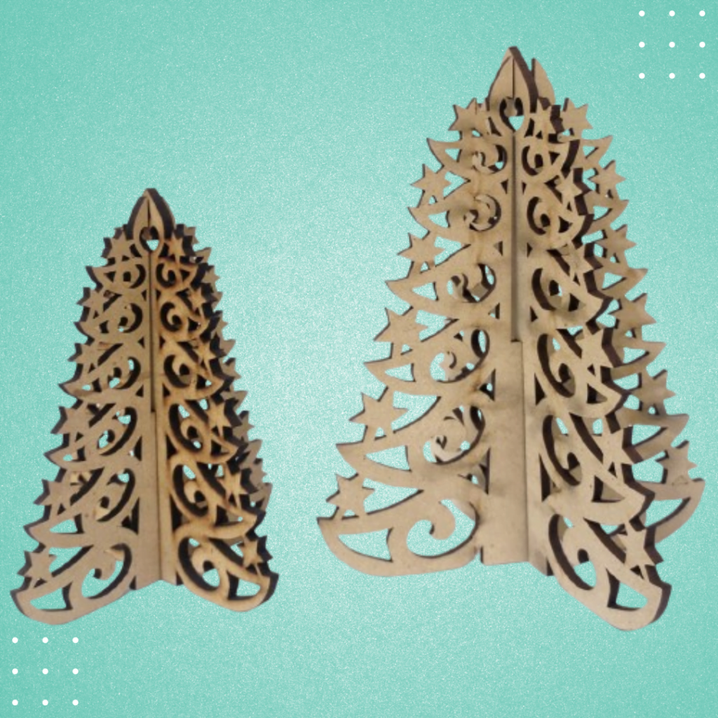 3D DIY Christmas Tree Cutouts Combo | MDF Wooden Craft Set