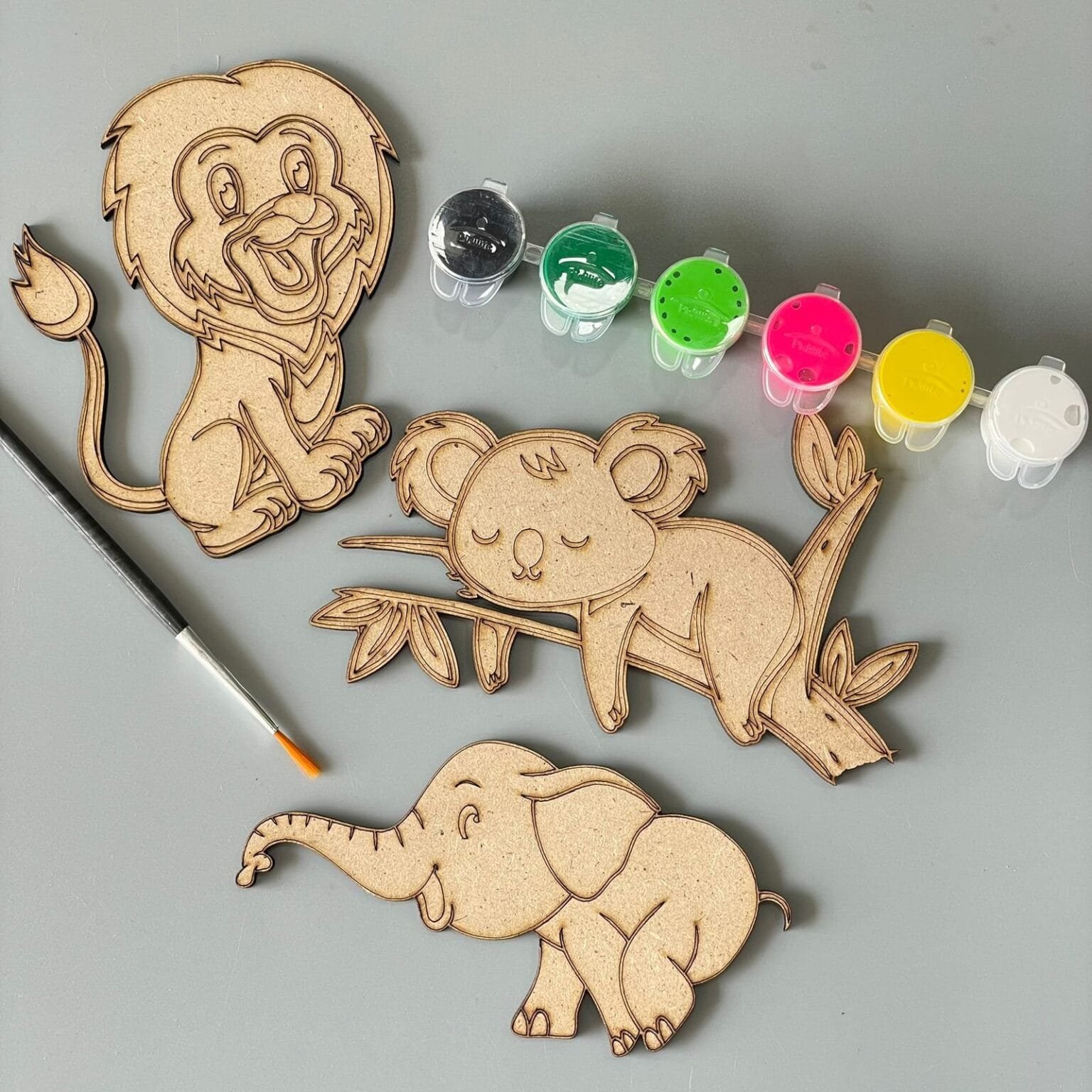Jungle Animal MDF Magnet DIY Kit – Koala, Elephant, Lion - Little ...