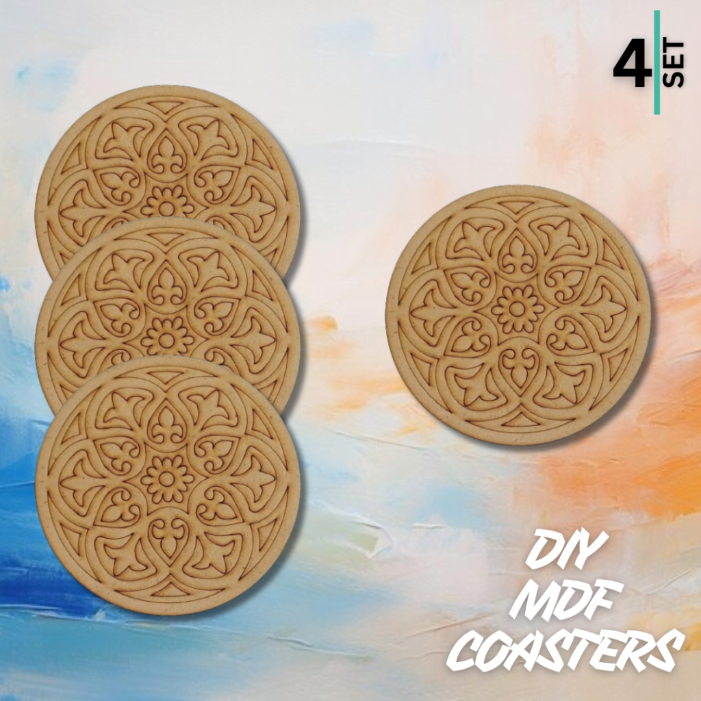 DIY Round Rangoli Coasters - Set of 4 - Little Things Cute