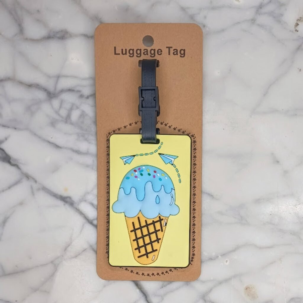 Ice Cream Cone Luggage Tag - Blue - Fun & Colourful Travel Identifier ...